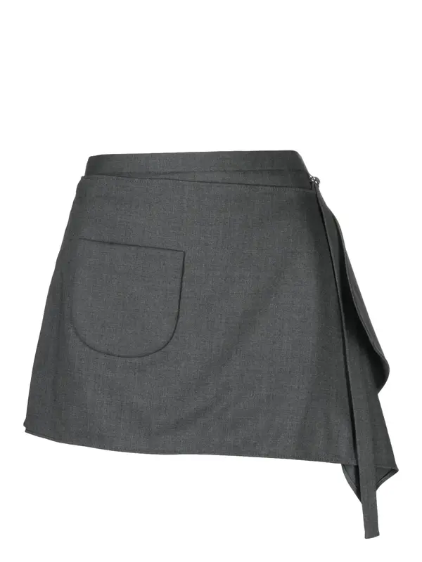 COURREGES Draped Virgin Wool-blend Mini Skirt - Grey