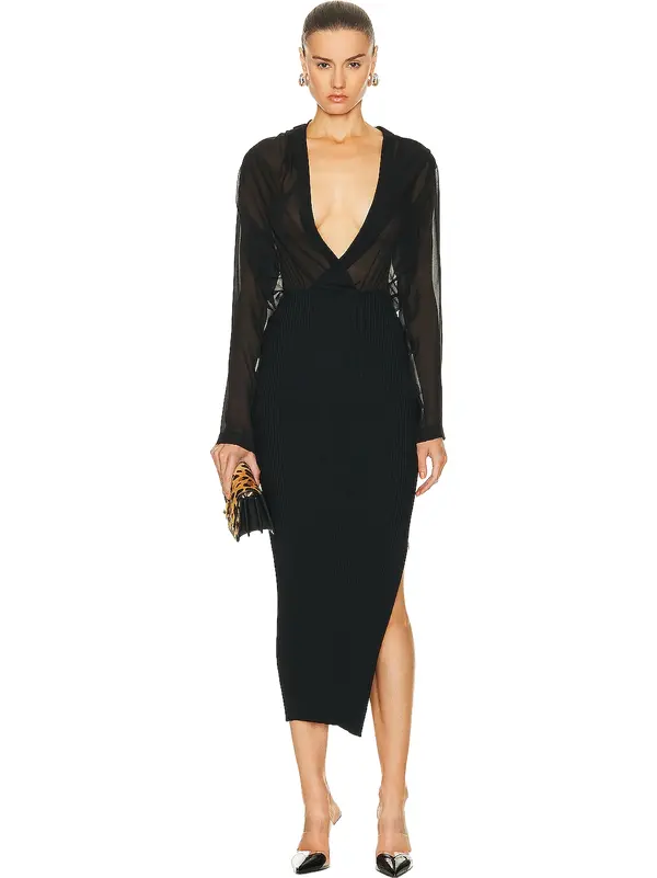Alaïa Long Sleeve Dress - Noir Ala?a