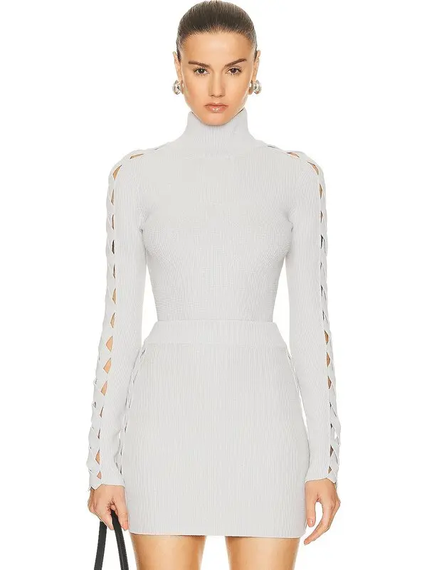 Alaïa Long Sleeve Turtleneck Top - Gris Perle