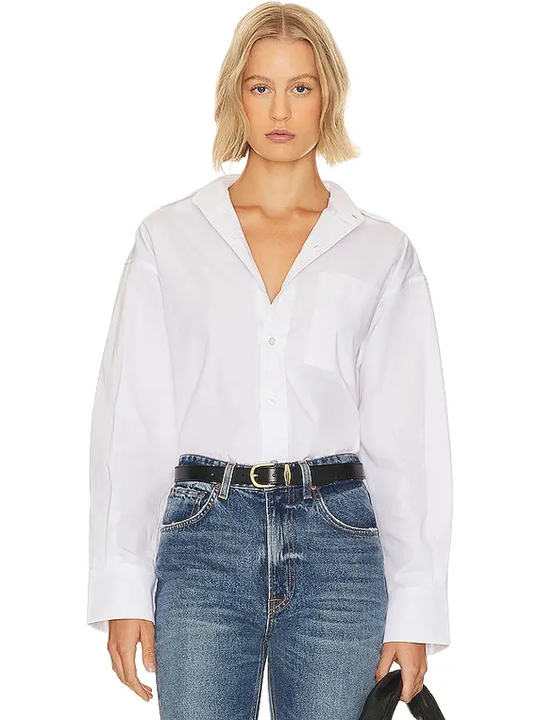 GRLFRND X Lindsi Lane Button Down Shirt - White