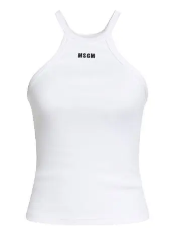 MSGM Ribbed Jersey Top - White