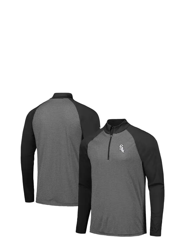 LEVELWEAR Chicago White Sox Charter Striped Raglan Quarter-zip Top - Black