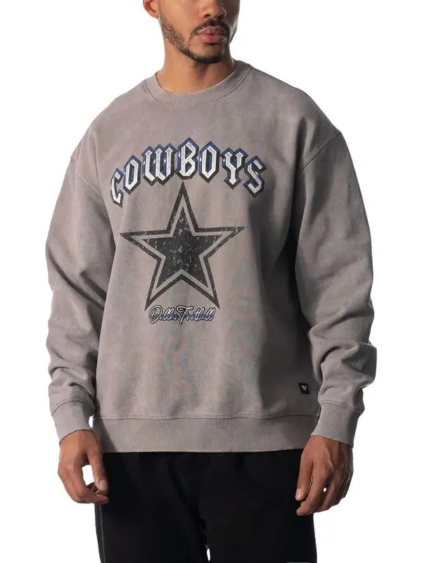 THE WILD COLLECTIVE Dallas Cowboys Distressed Pullover Sweatshirt - Gray