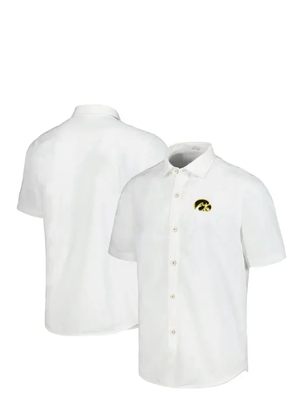 Tommy Bahama Iowa Hawkeyes Coconut Point Palm Vista Islandzone Camp Button-up Shirt - White