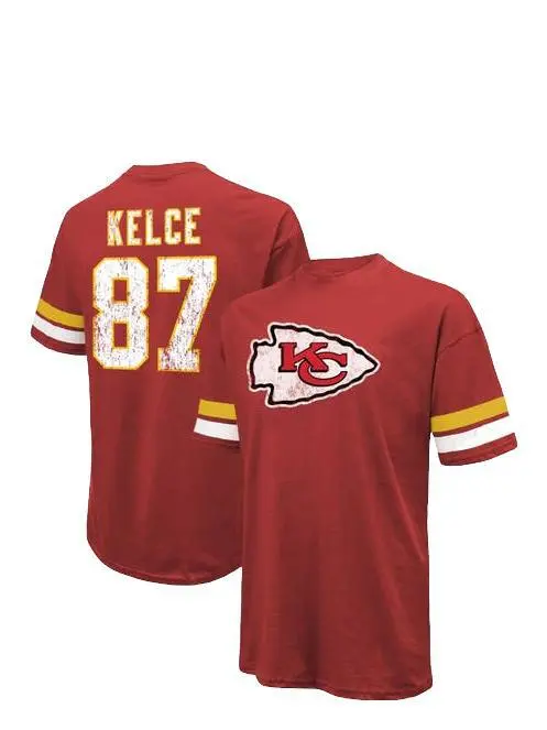 MAJESTIC THREADS Travis Kelce Kansas City Chiefs Name & Number Oversize Fit T-shirt - Red