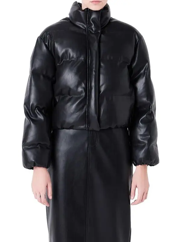 GREY LAB Crop Puffer Jacket - Black
