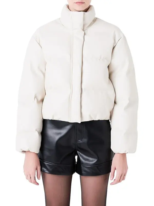 GREY LAB Crop Puffer Jacket - Cream