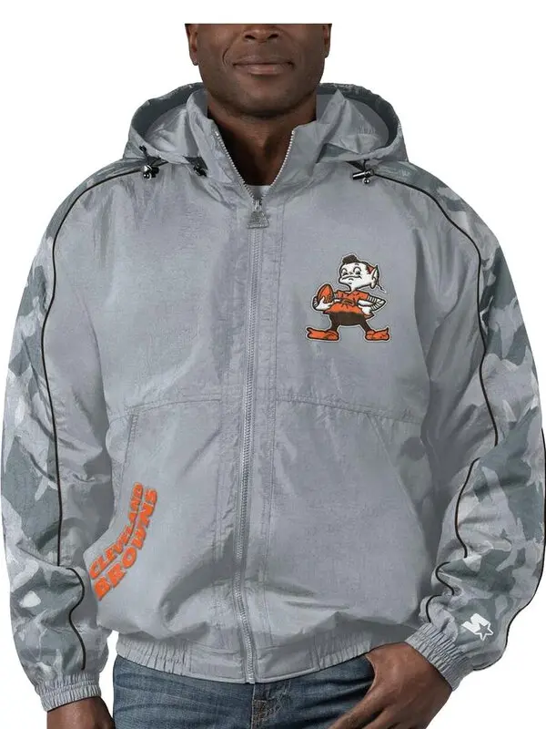 STARTER Cleveland Browns Thursday Night Gridiron Throwback Full-zip Jacket - Gray