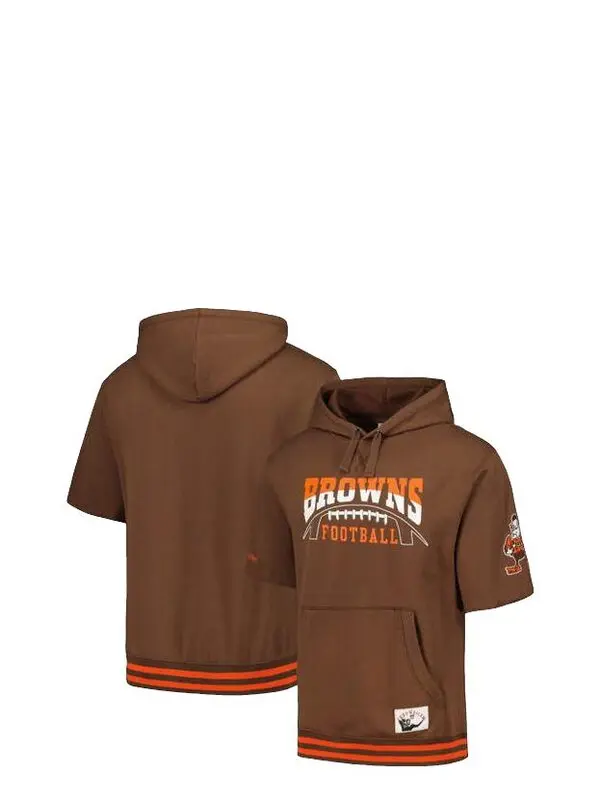 Mitchell & Ness Cleveland Browns Short Sleeve Pullover Hoodie - Brown