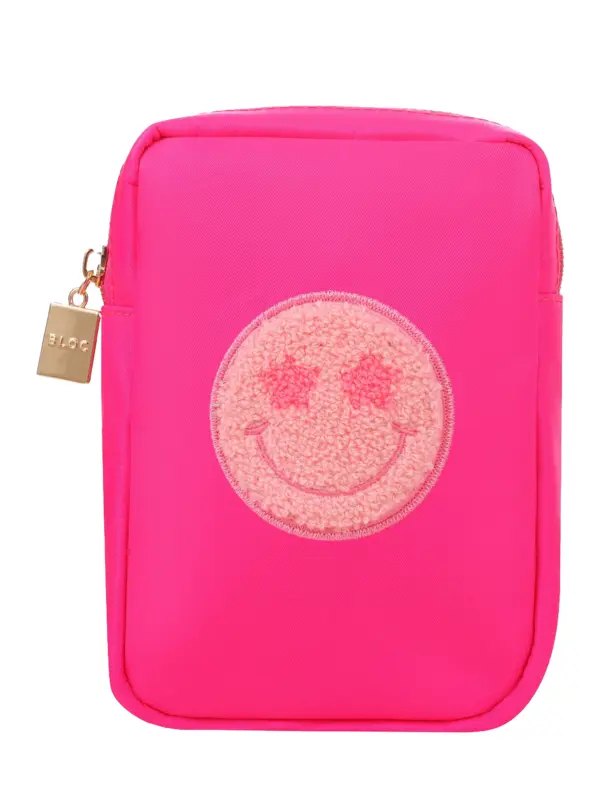 BLOC BAGS Smiley Cosmetics Bag - Hot Pink