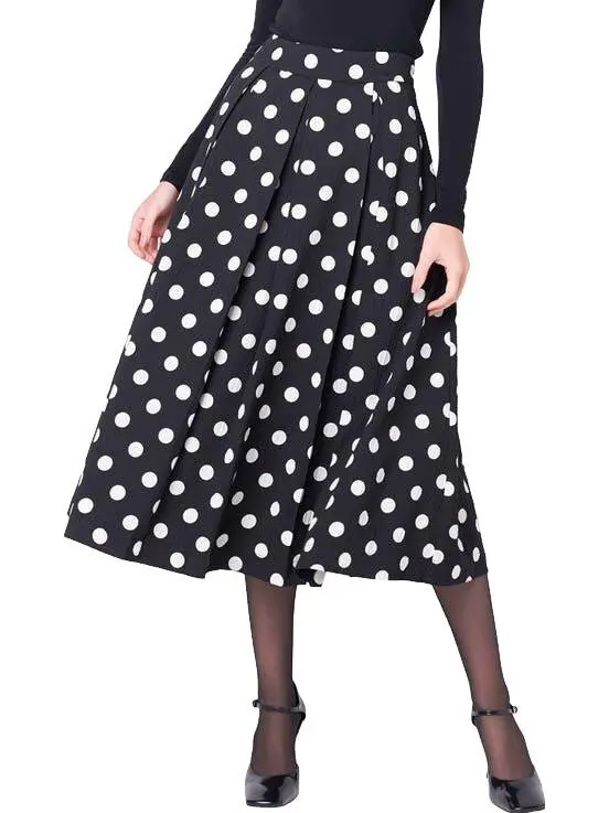 English Factory Polka Dot A-line Midi Skirt - Black