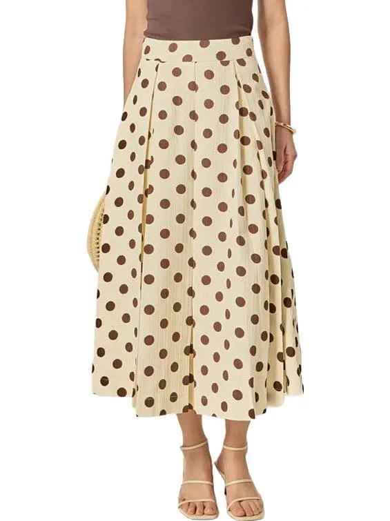 English Factory Polka Dot A-line Midi Skirt - Cream