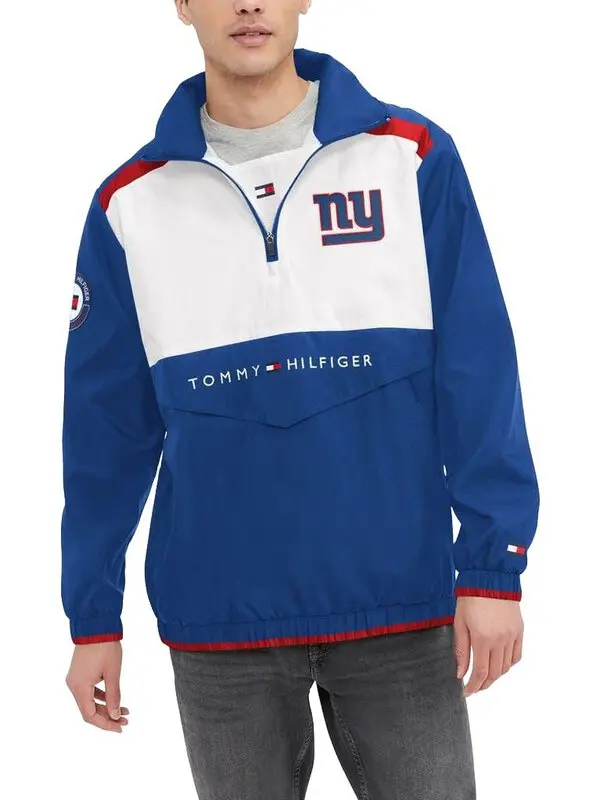 Tommy Hilfiger New York Giants Half-zip Hooded Top - Royal