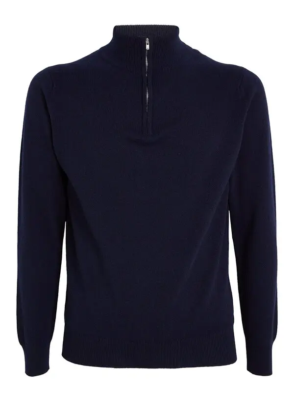 Harrods Cashmere Zip-up Sweater - Navy