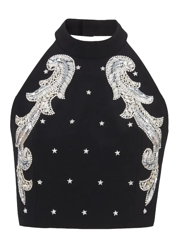 Balmain Baroque Embroidered Sleeveless Top - Black