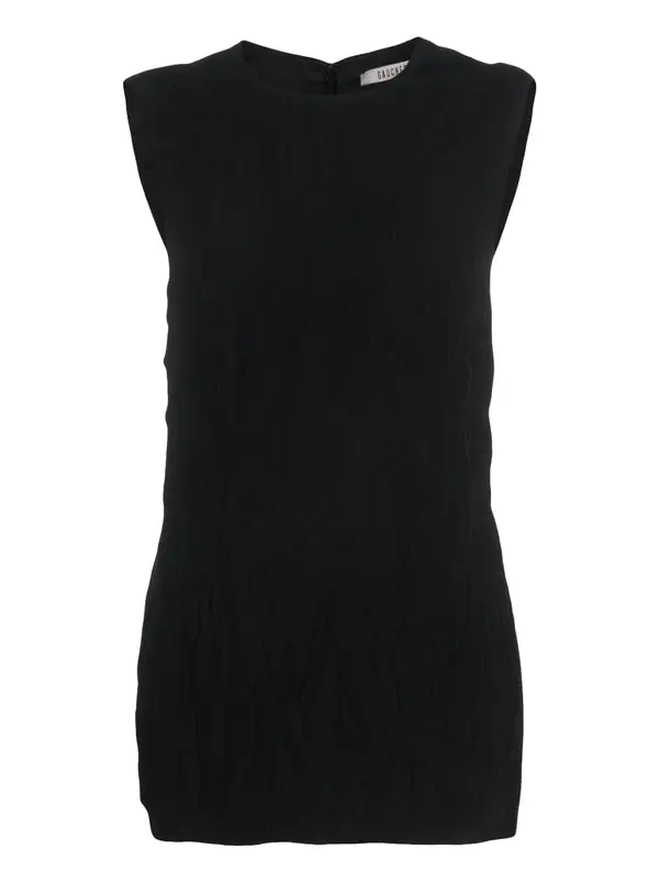 Gauchere Crinkled-finish Open-back Top - Black