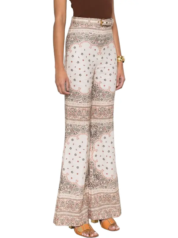 Zimmermann Bandana-print Linen Trousers - White