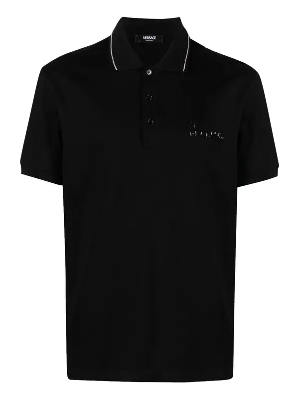 Versace Nautical Cotton Polo Shirt - Black