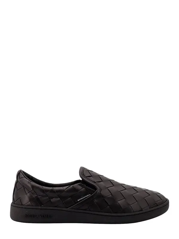 Bottega Veneta Leather Slip-on Sneakers With Intrecciato Motif - Black