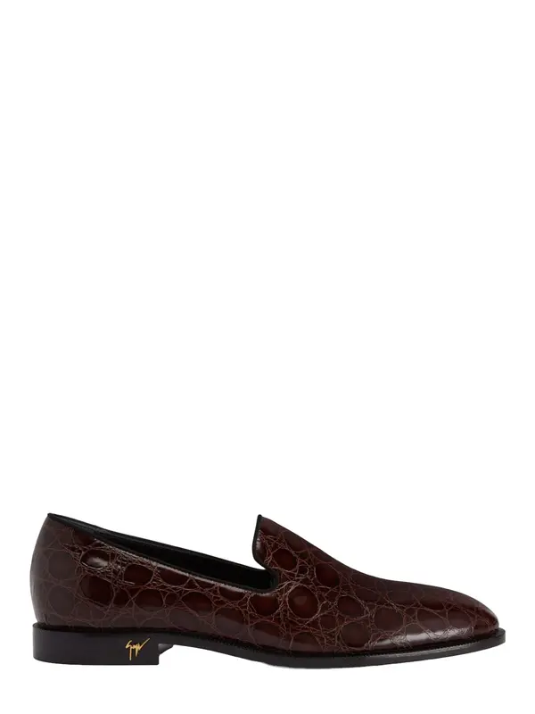 GIUSEPPE ZANOTTI Gatien Crocodile-effect Leather Loafers - Brown