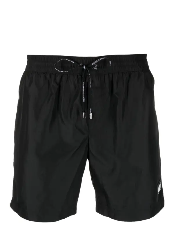 Dolce & Gabbana Logo-appliqué Swim Shorts - Black
