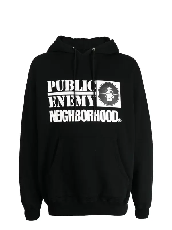 NEIGHBORHOOD X Public Enemy Logo-print Hoodie - Black