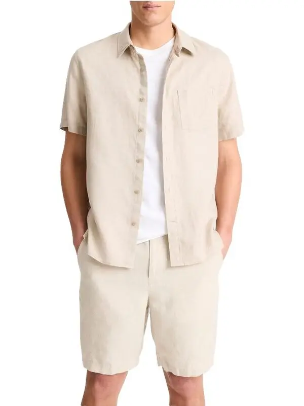 Vince Linen Short-sleeve Shirt - Natural