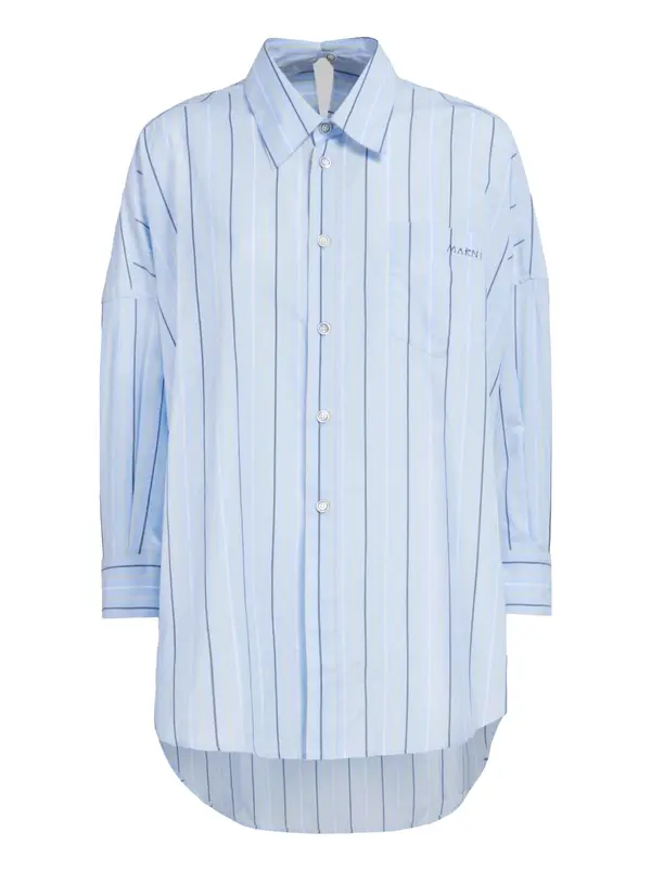Marni Long-length Striped Cotton Shirt - Blue