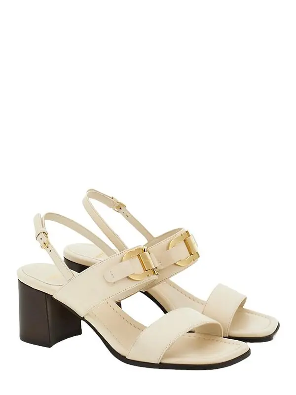 FERRAGAMO Lou Gancini Block Heel Sandals - Mascarpone