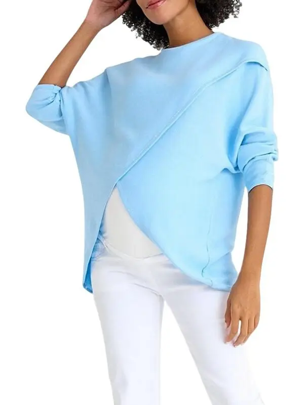 ACCOUCHEE Let Loose Crossover Knit Top - Light Blue
