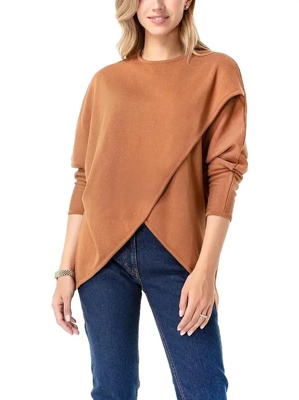 ACCOUCHEE Let Loose Crossover Knit Top - Toffee