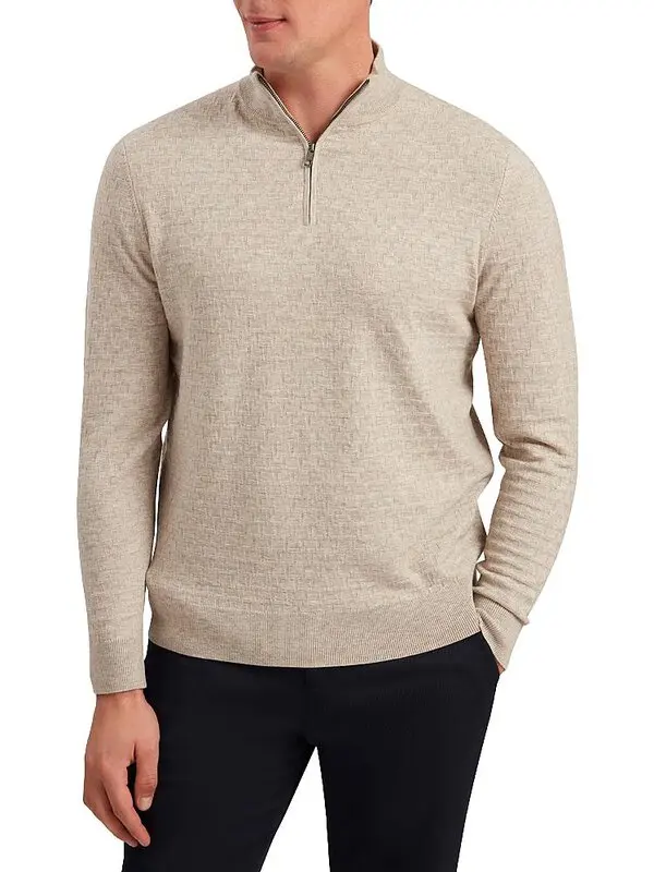 Ted Baker London T Stitch Quarter Zip Pullover Sweater - Camel