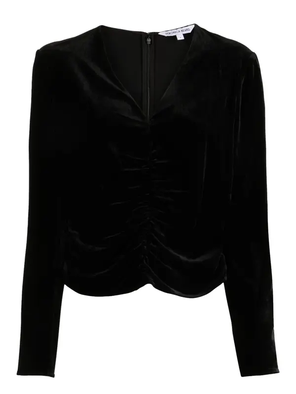 Veronica Beard Pelona Velvet Blouse - Black