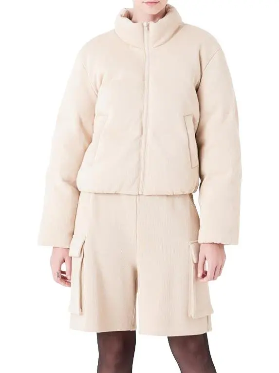 GREY LAB Knit Puffer Jacket - Nude