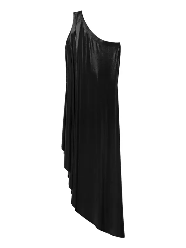 Norma Kamali One-shoulder Lamé Tunic - Black