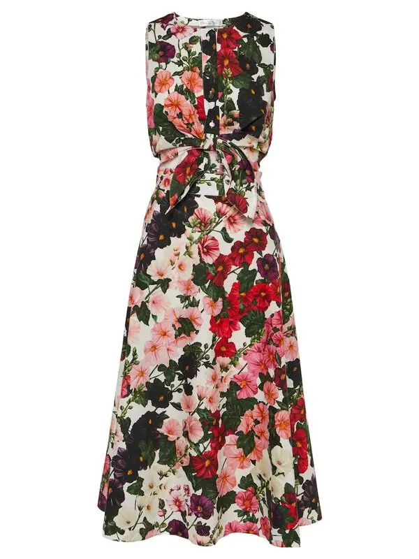 Oscar De La Renta Floral Cotton-blend Midi Dress - Multicoloured