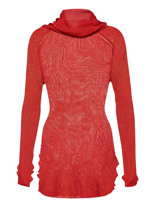 Victoria Beckham Ribbed-knit Turtleneck Top - Red