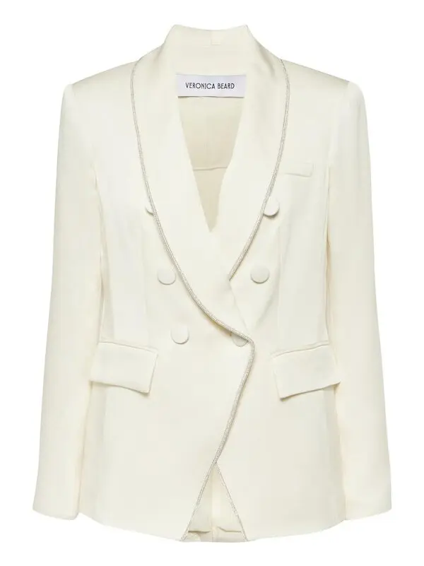 Veronica Beard Jagger Crêpe Satin Dickey Blazer - White