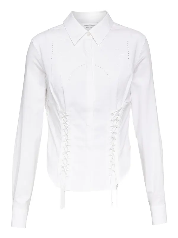 MARINE SERRE Embroidered Openwork Shirt - White