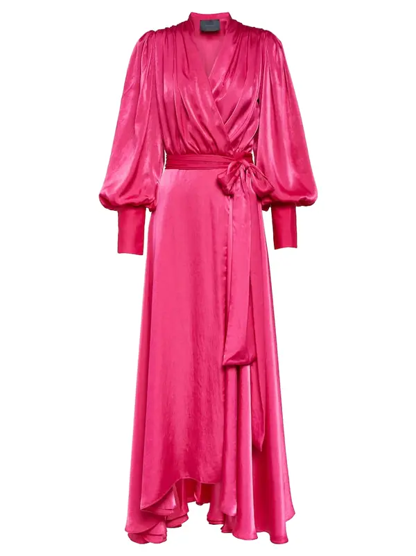 Costarellos Stila Satin Wrap Dress - Pink