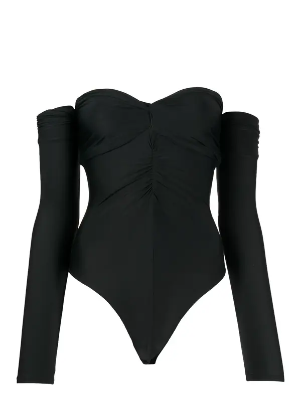 Fleur Du Mal Ruched Bodysuit - Black