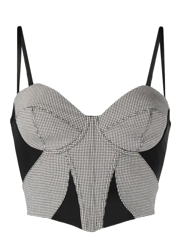 Fleur Du Mal Houndstooth Bustier - Black