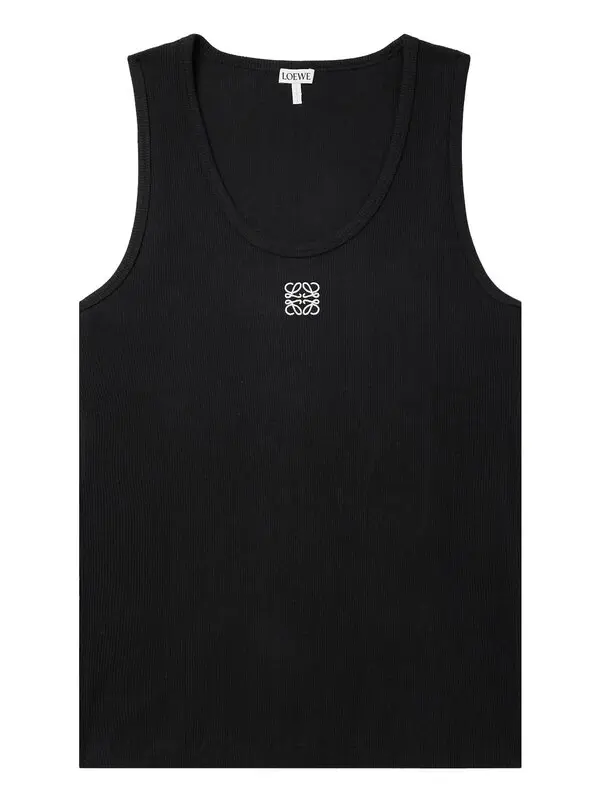Loewe Logo-embroidered Ribbed Tank Top - Black