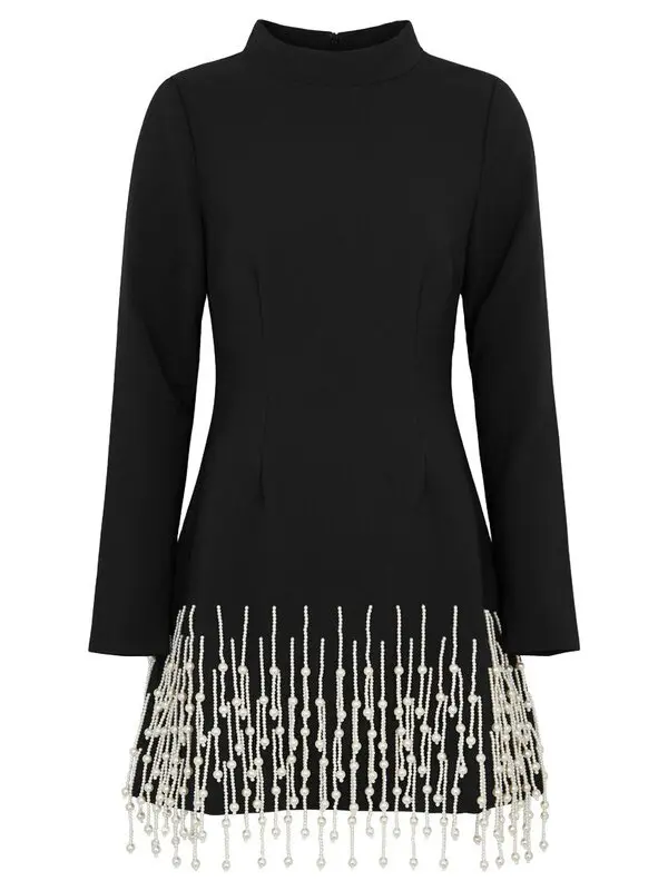 Oddmuse Embellished Stretch-crepe Mini Dress - Black