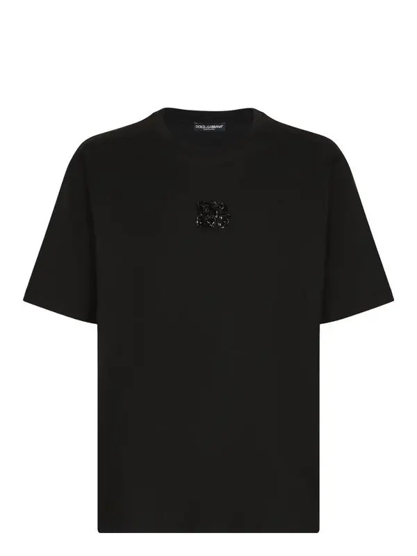 Dolce & Gabbana Rhinestone-embellished Cotton T-shirt - Black