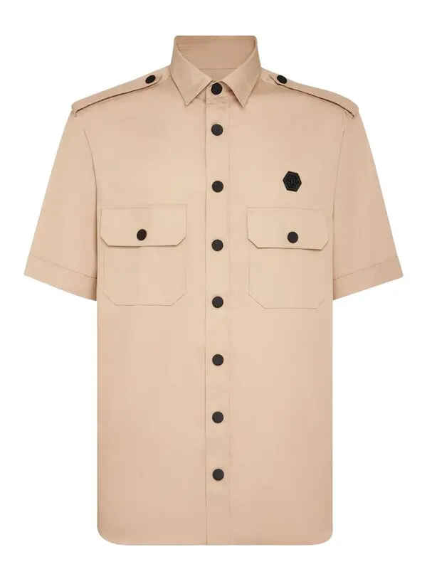 Philipp Plein Plein Gothic Cotton Military Shirt - Neutrals