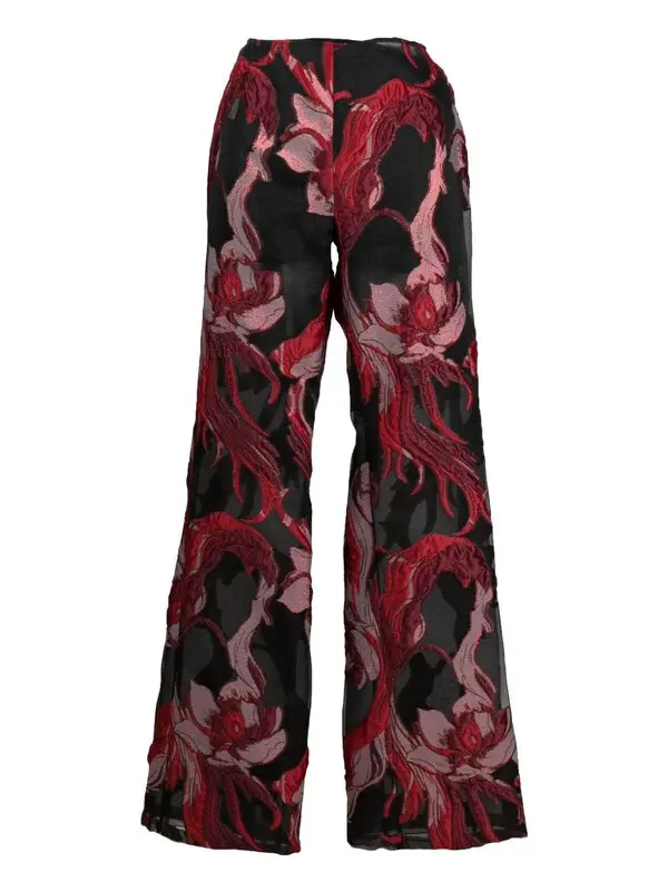 Alberta Ferretti Floral-appliqué Trousers - Black