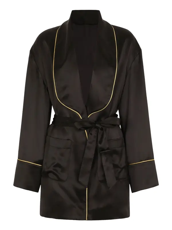 Dolce & Gabbana Belted Silk Blazer - Black