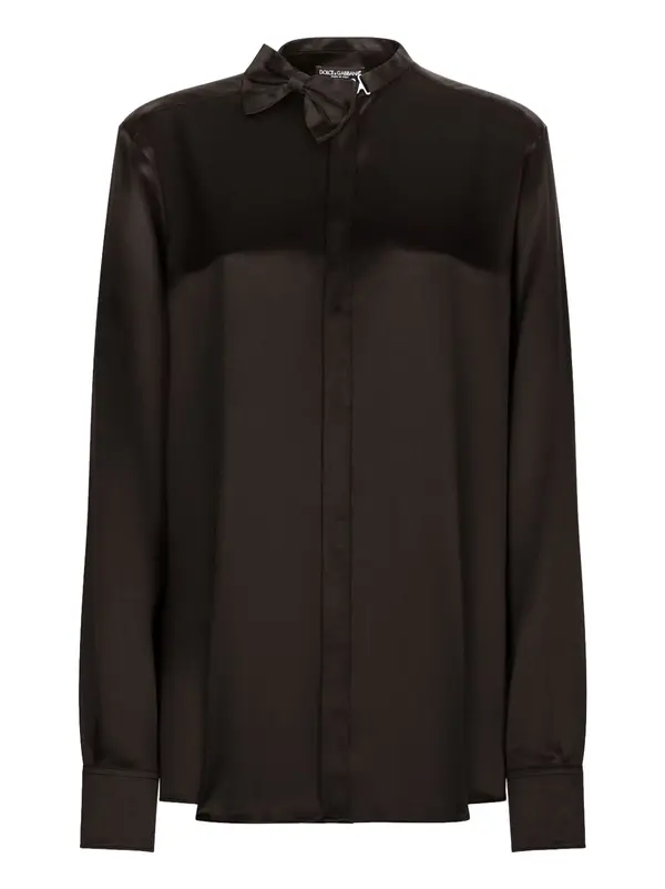 Dolce & Gabbana Bow-detail Long-sleeve Shirt - Black
