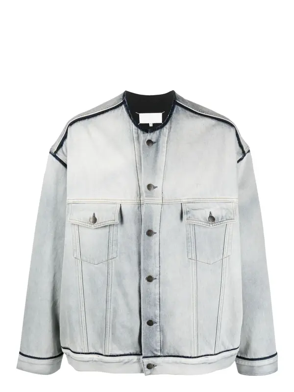 MAISON MARGIELA Four-stitch Frayed Denim Jacket - Blue